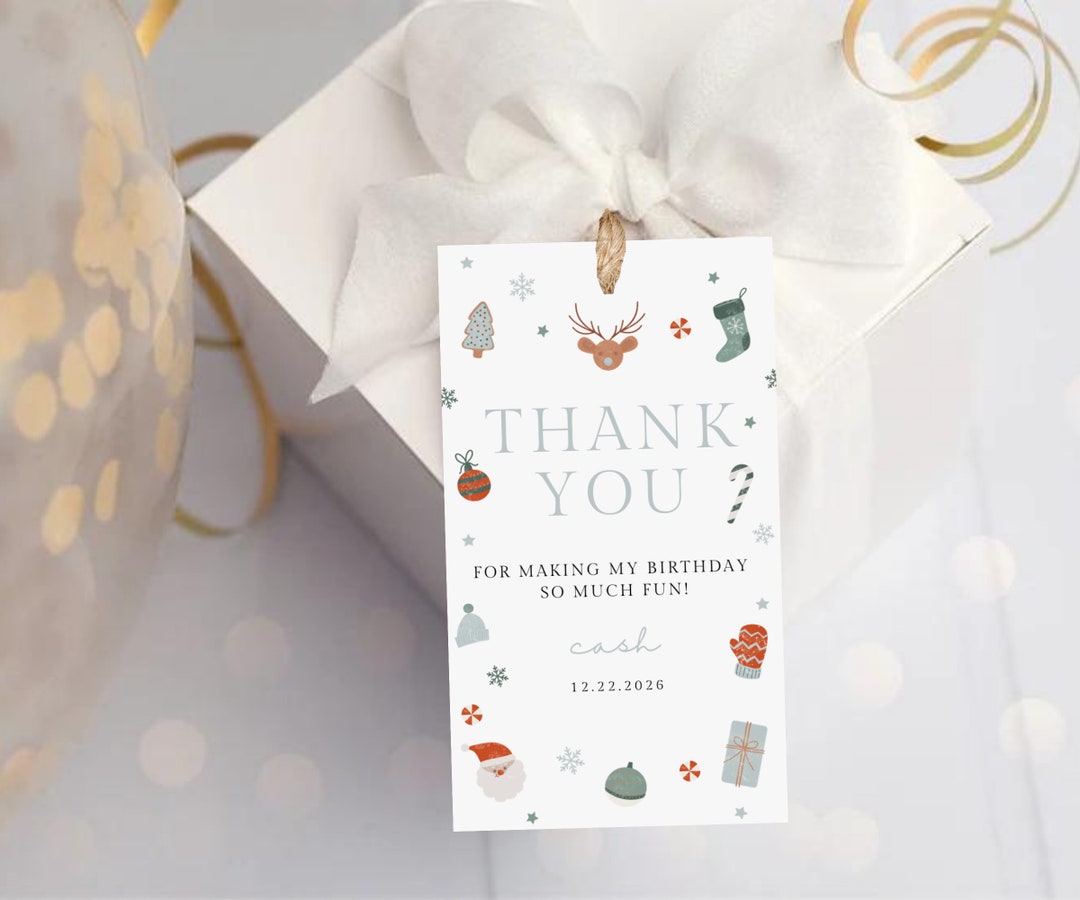 Editable Christmas Favor Tags, Gift Tag, Treat Bag Thank You, Thank You ...