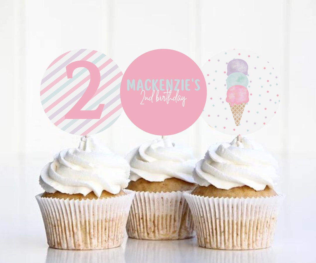 Ice Cream Cupcake Toppers Favor Tags Ice Cream Birthday Party ...