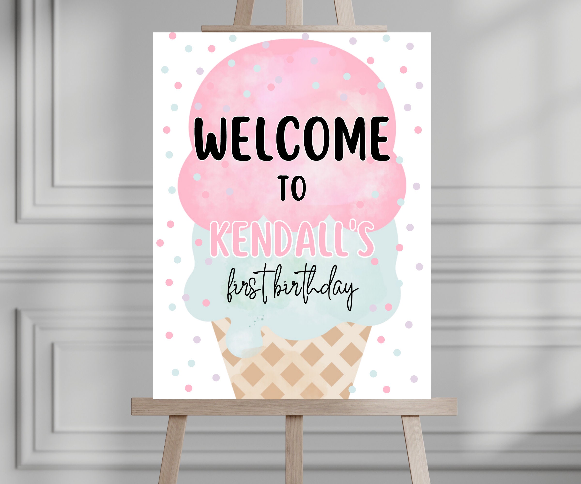 Editable Ice Cream Party Welcome Sign Ice Cream Birthday - Etsy
