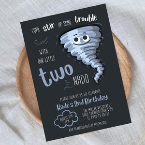Tornado Birthday Party Invitation, Storm Chaser Second Birthday Two ...