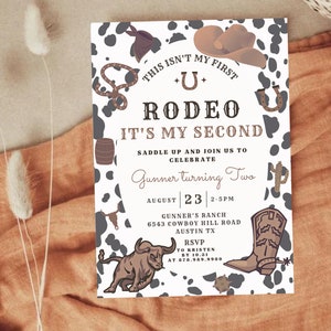 Editable My Second Rodeo Invitation Cowboy Birthday Invite Wild West ...