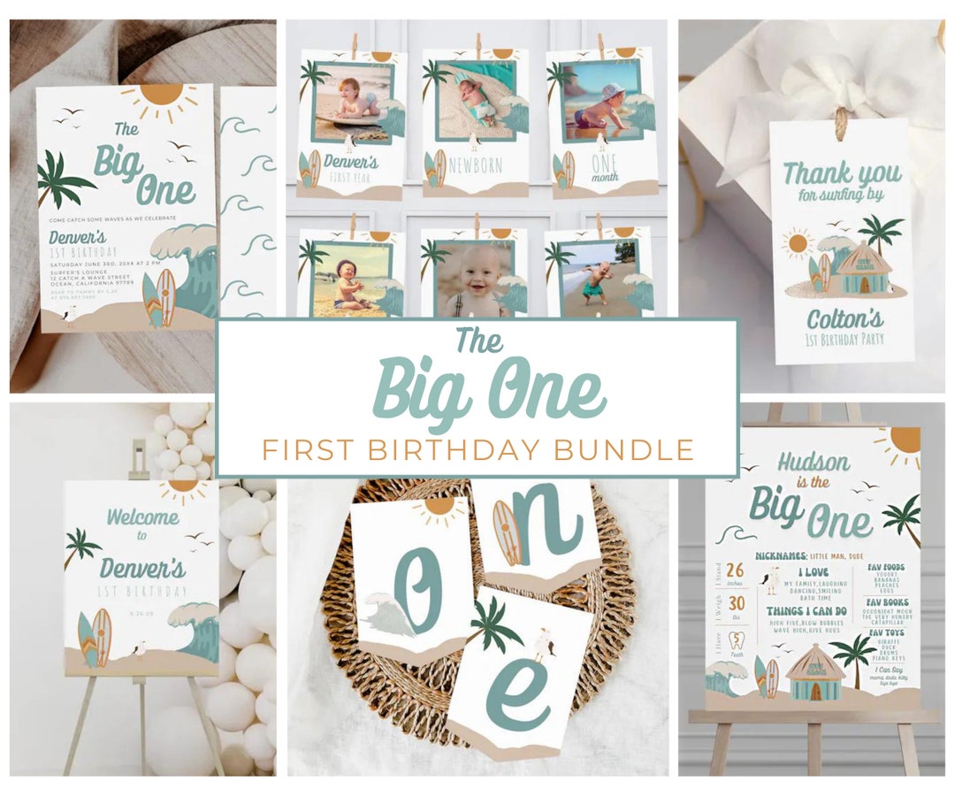 KOA the Big One Birthday Invitation Bundle, Boy Birthday, Wave Birthday ...