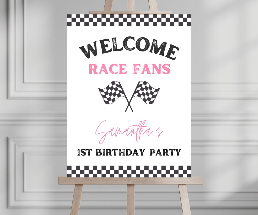 Editable Racecar Birthday Party Welcome Sign, Racing Birthday Party ...