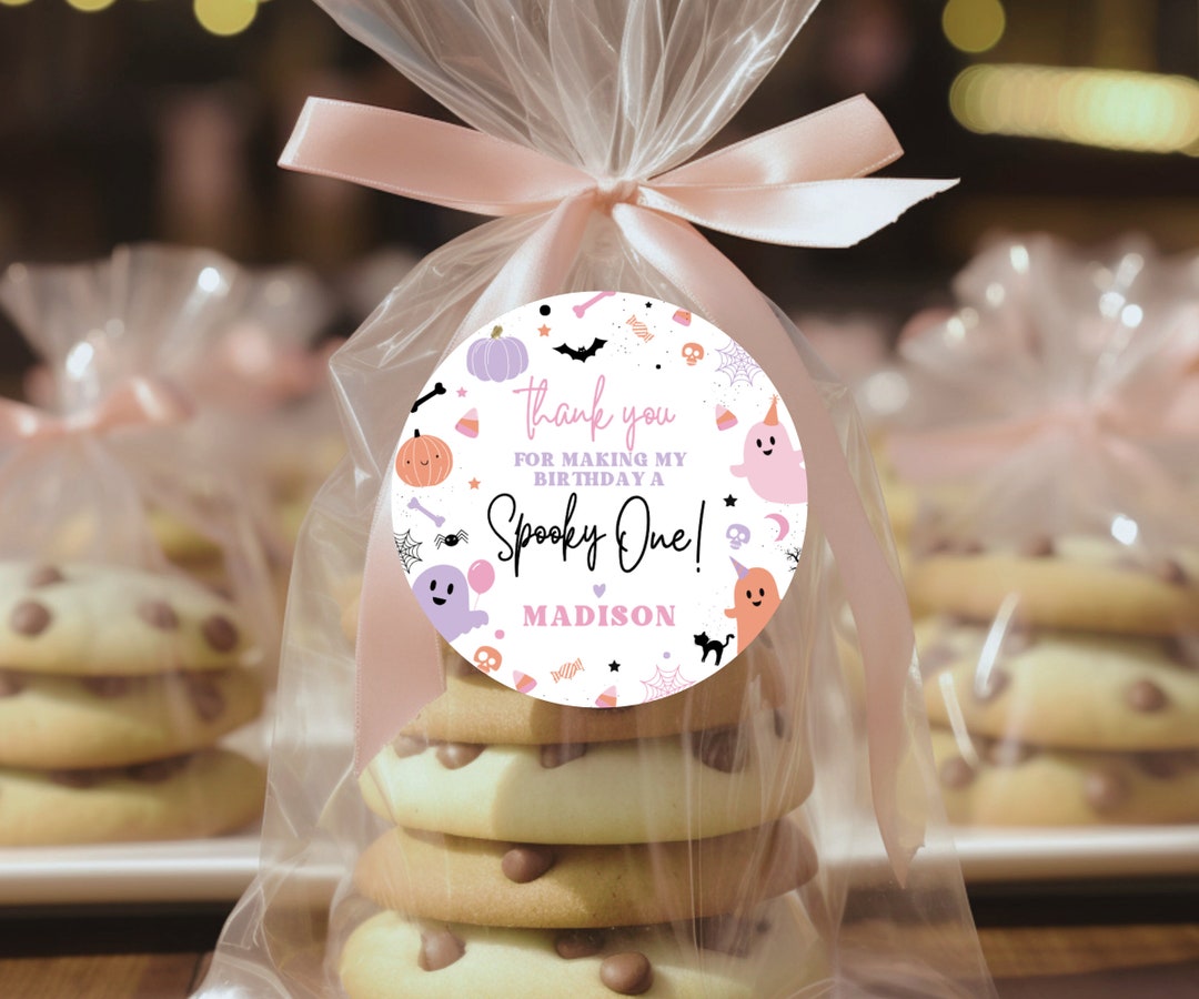 Halloween Birthday Thank You Favor Sicker Girl 1st First Birthday Ghost ...