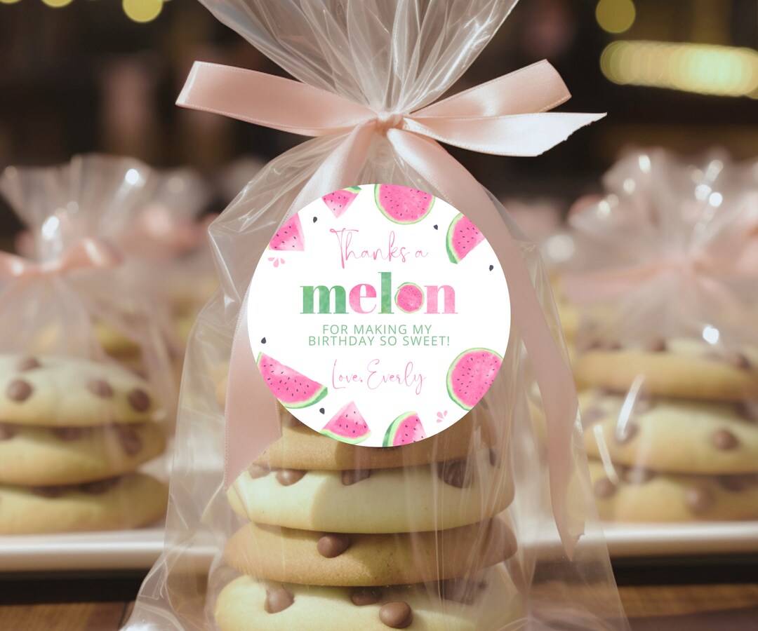 Editable Watermelon Birthday Thank You Stickers Favor Tags Thanks A ...