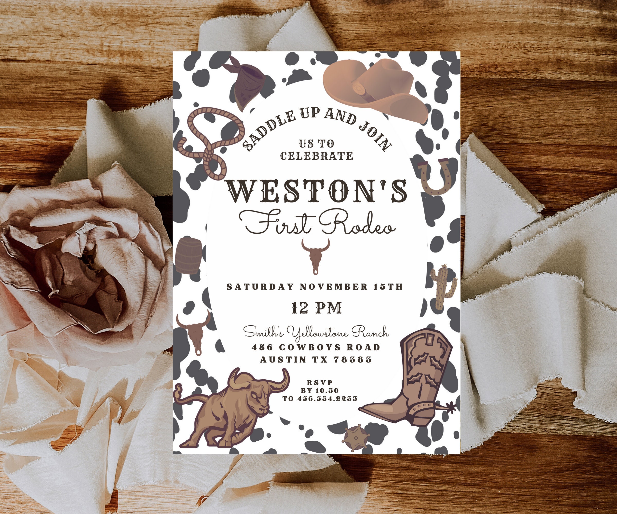 FIRST RODEO Invitation Template Printable Wild West Birthday - Etsy
