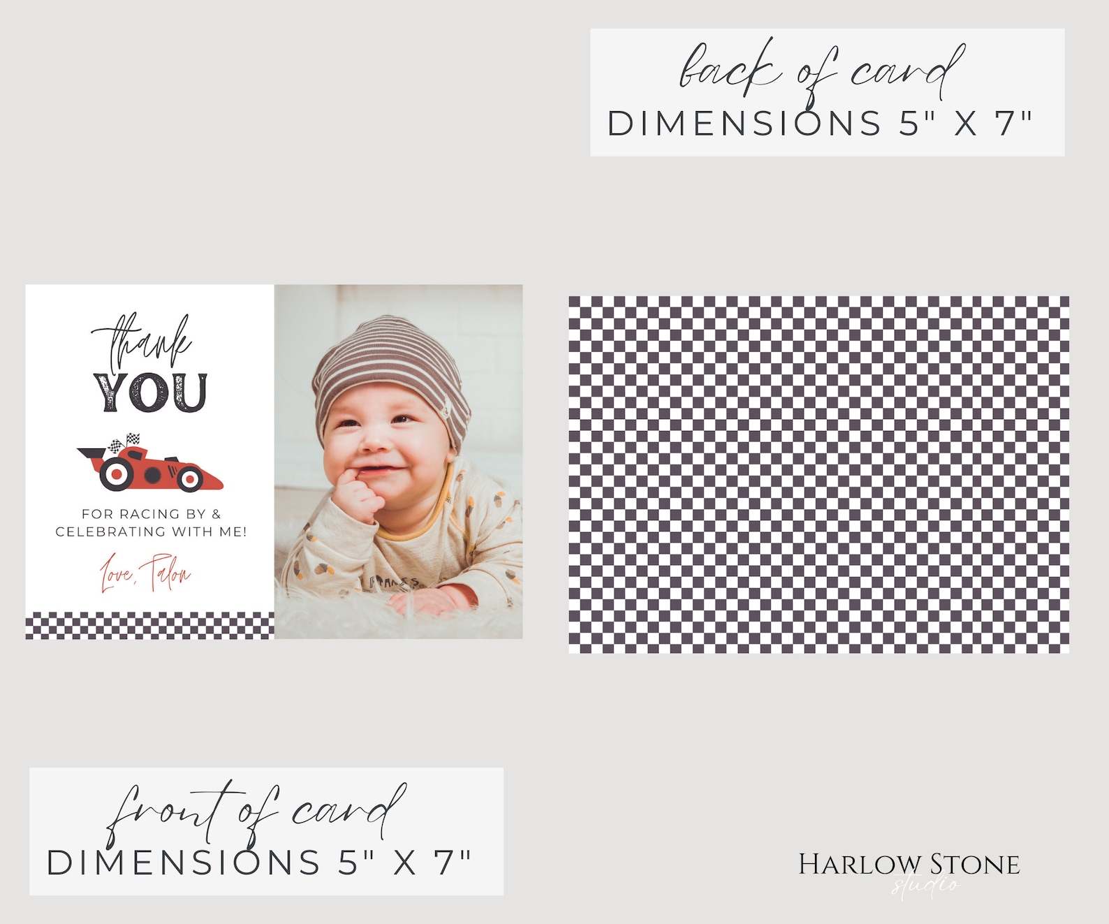 Boy First Lap Birthday Thank You Card, Racecar Thank You,fast ONE Thank ...