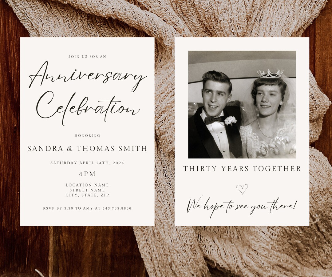 30th Anniversary Invitation Template, Anniversary Party Invitation ...