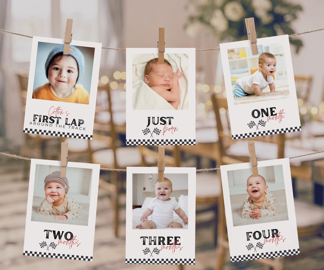 Racing First Birthday Photo Banner, Editable Template, Race Month by ...