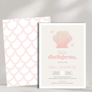 Sea Shell Beach Birthday Invite, Shellabration Invitation, Shell ...