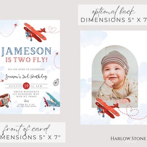 Two Fly Airplane Birthday Invitation for Second Birthday Party ...