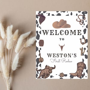 FIRST RODEO Welcome Sign 1st Rodeo, Printable Wild West Birthday Sign ...