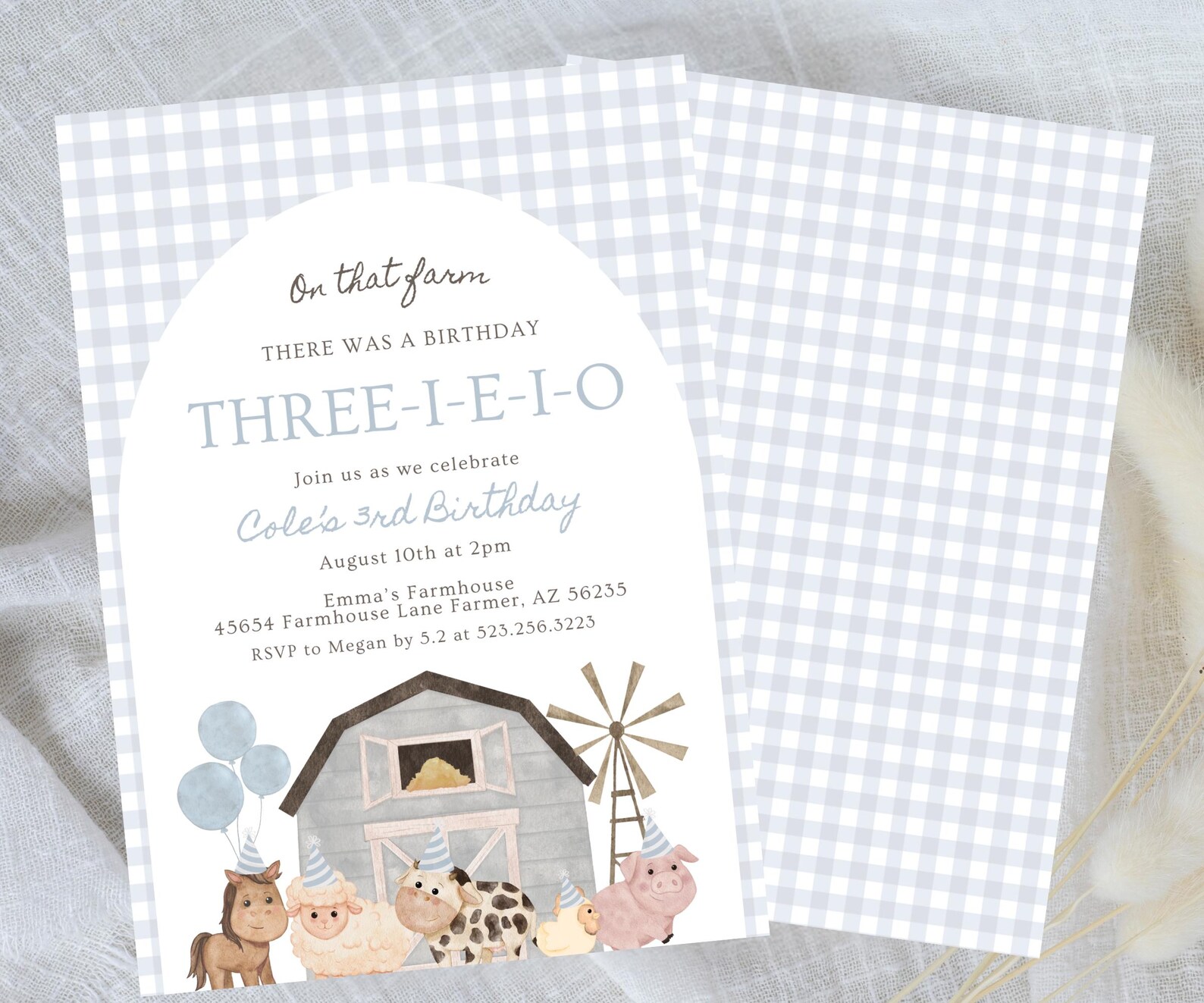 Farm Animal First Birthday Invitation Boy | Editable Farm Birthday ...
