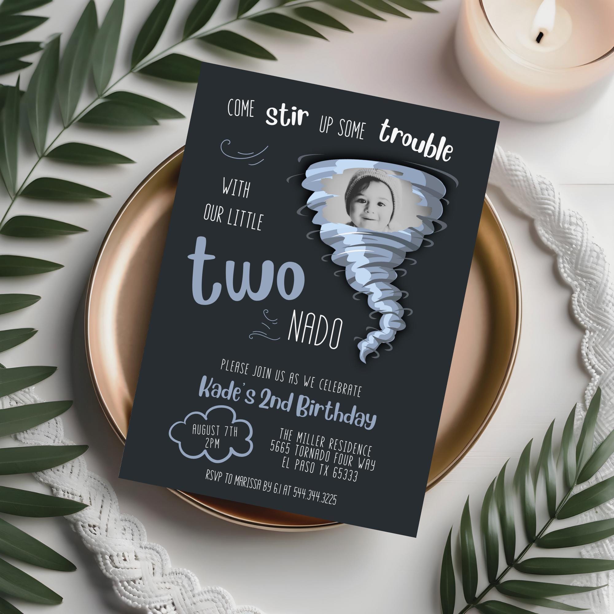 Boy Twonado Birthday Party Invitation | Storm Weather Party Invitation ...