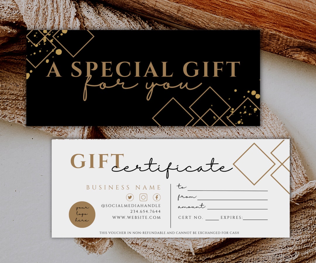 Gift Certificate Template, Printable Gift Voucher, Coupon Marketing ...