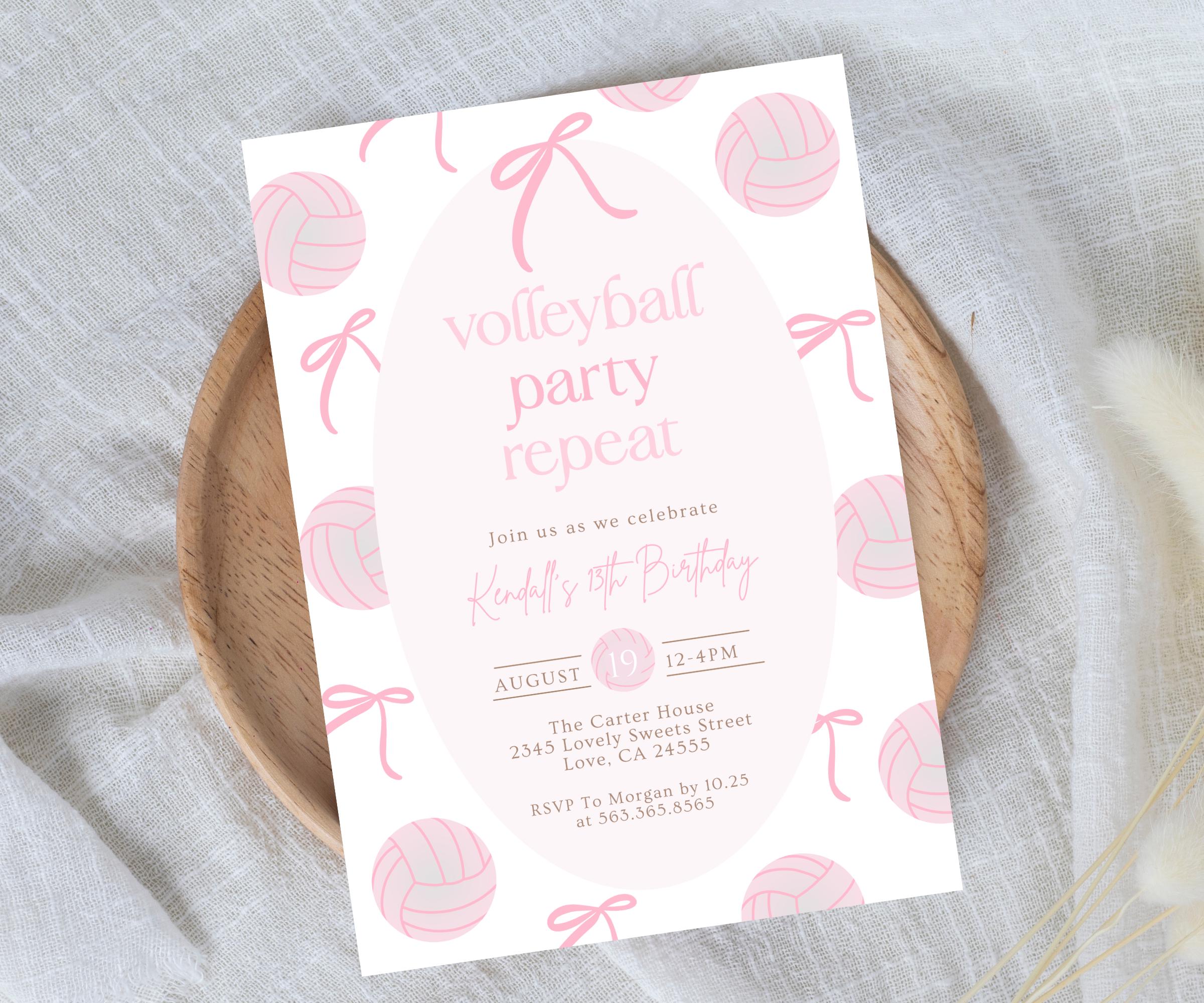 Volleyball Birthday Invitation, Editable Canva Template, Teen Girl ...