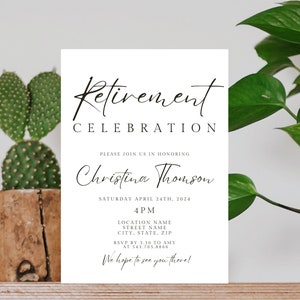 Simple Retirement Party Invitation Template, Minimal Retirement ...