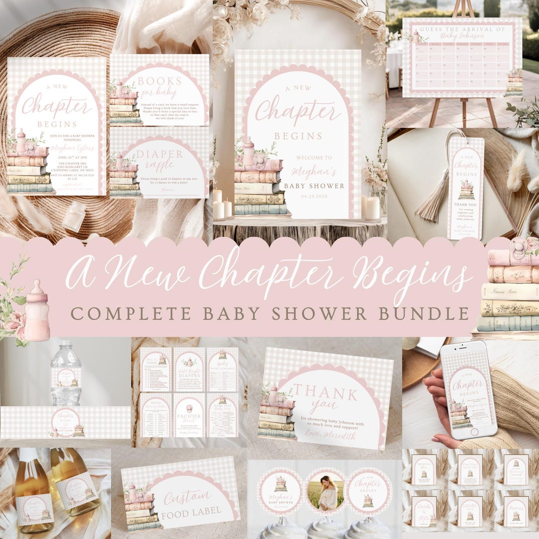 Storybook Baby Shower Bundle, Coquette Books, A New Chapter Will Soon ...