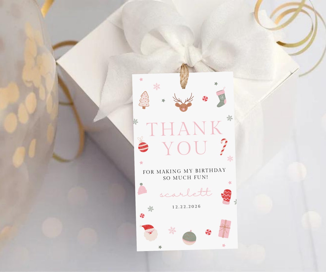 Editable Christmas Favor Tags, Gift Tag, Treat Bag Thank You, Thank You ...