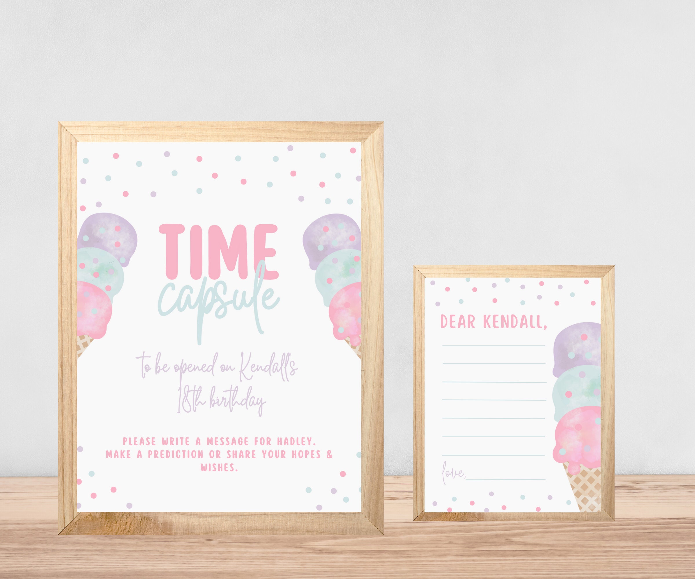Ice Cream Time Capsule Template Ice Cream Birthday Party Ice - Etsy