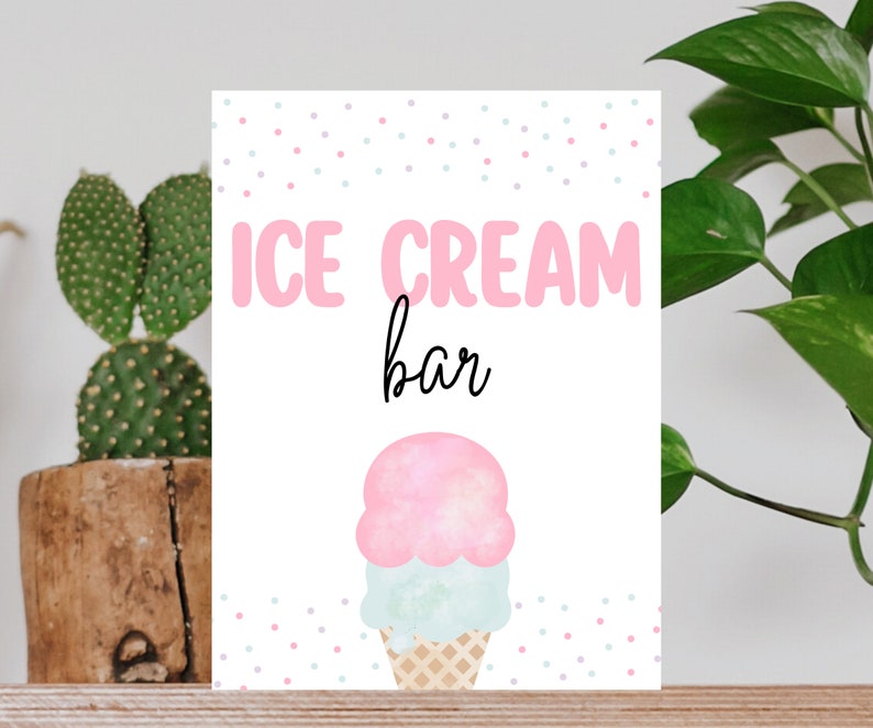 Editable Ice Cream Bar Birthday Party Sign Fully Editable Ice - Etsy