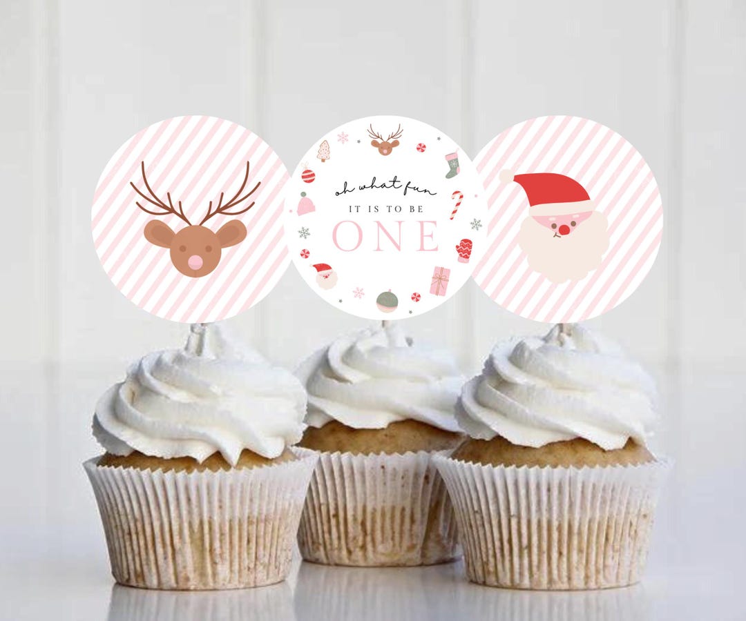 Editable Christmas Circle Cupcake Toppers, Oh What Fun Cupcake Toppers ...