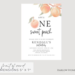 Peach Birthday Invitation, Editable Sweet as a Peach Invitation ...
