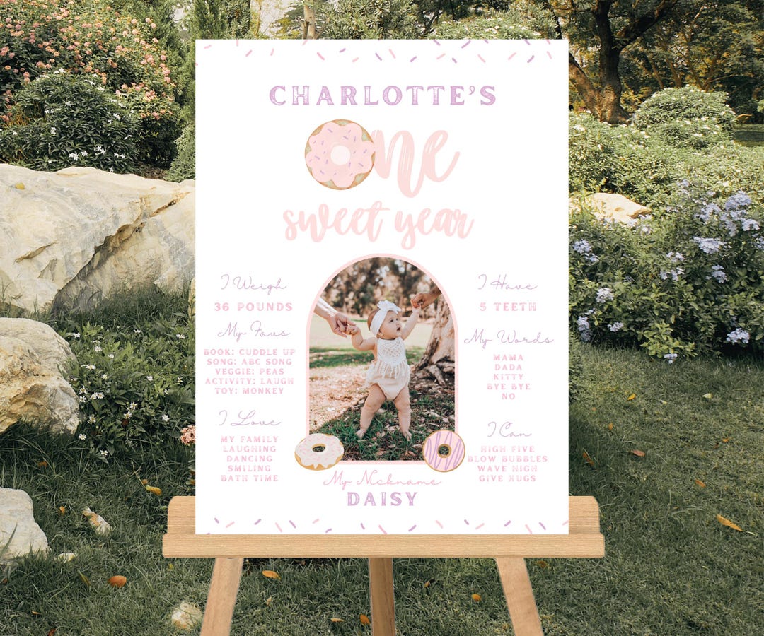 Donut Birthday Poster Donut 1st Birthday Poster Donut Grow up Party ...