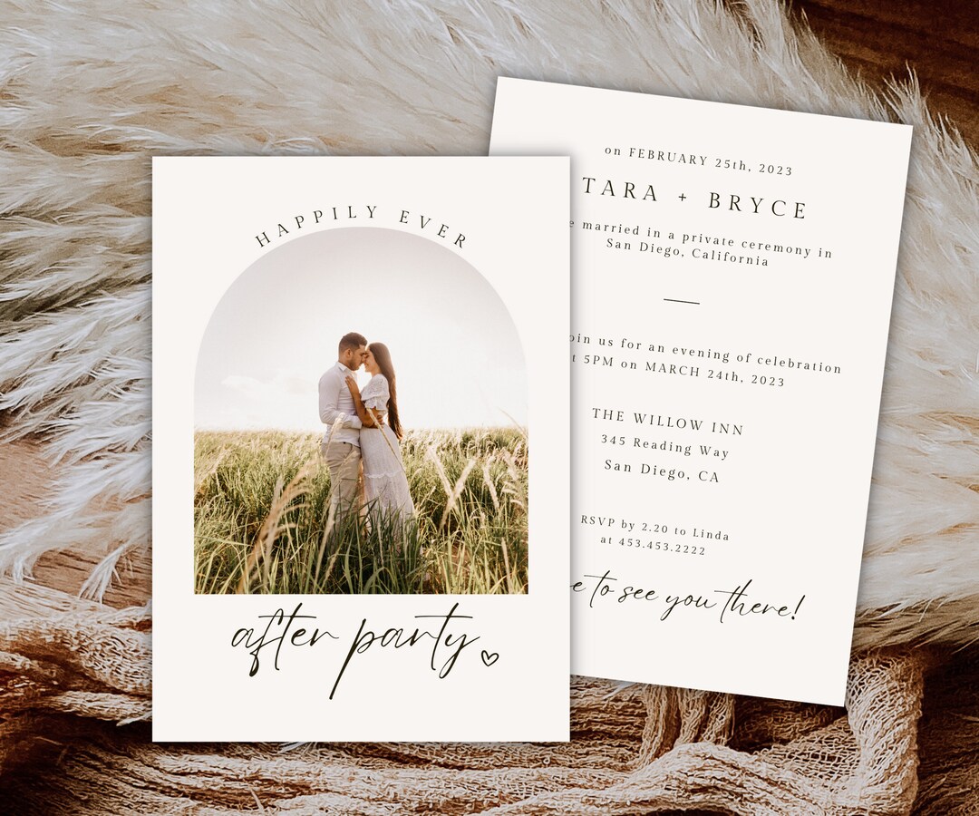 Photo Wedding Reception Party Invitation Template, Happily Ever After ...