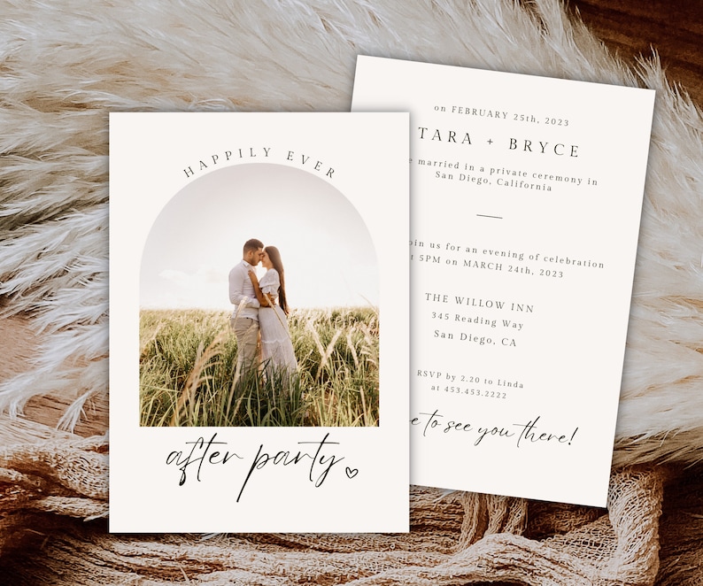 Photo Wedding Reception Party Invitation Template, Happily Ever After ...