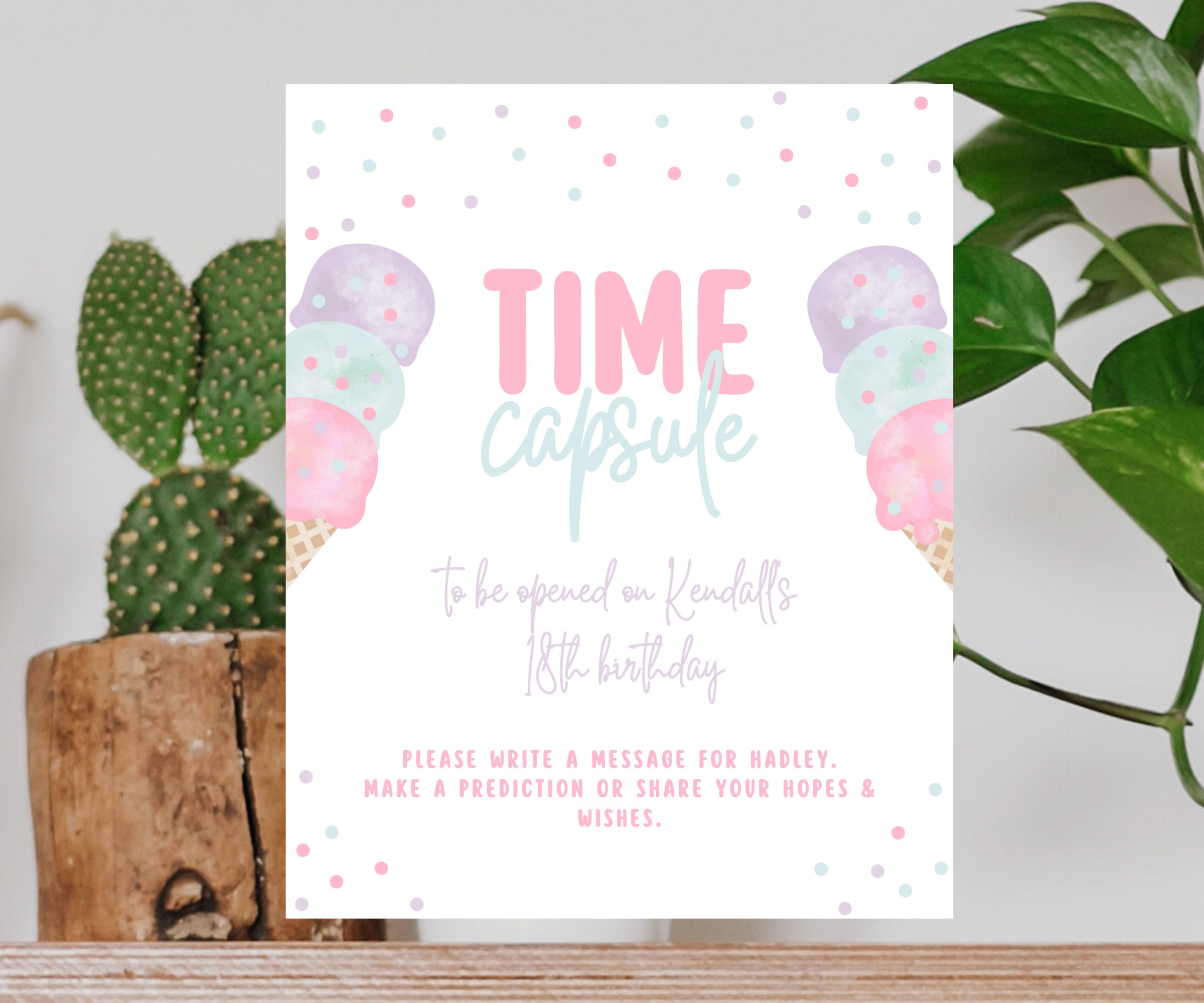 Ice Cream Time Capsule Template Ice Cream Birthday Party Ice - Etsy