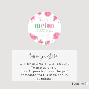 Editable Watermelon Birthday Thank You Stickers Favor Tags Thanks A ...