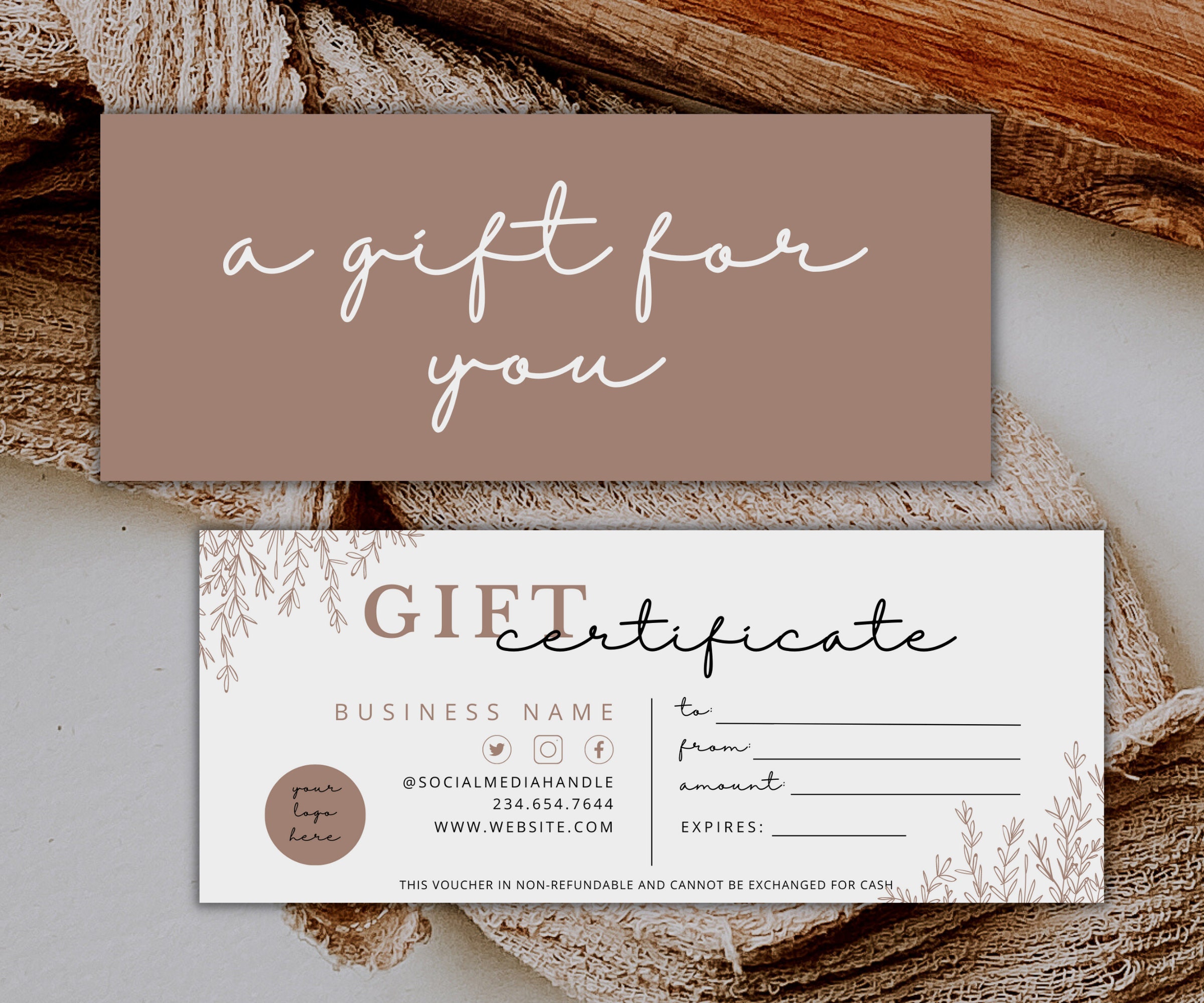 Boho Gift Certificate Template DIY Printable Gift Voucher - Etsy