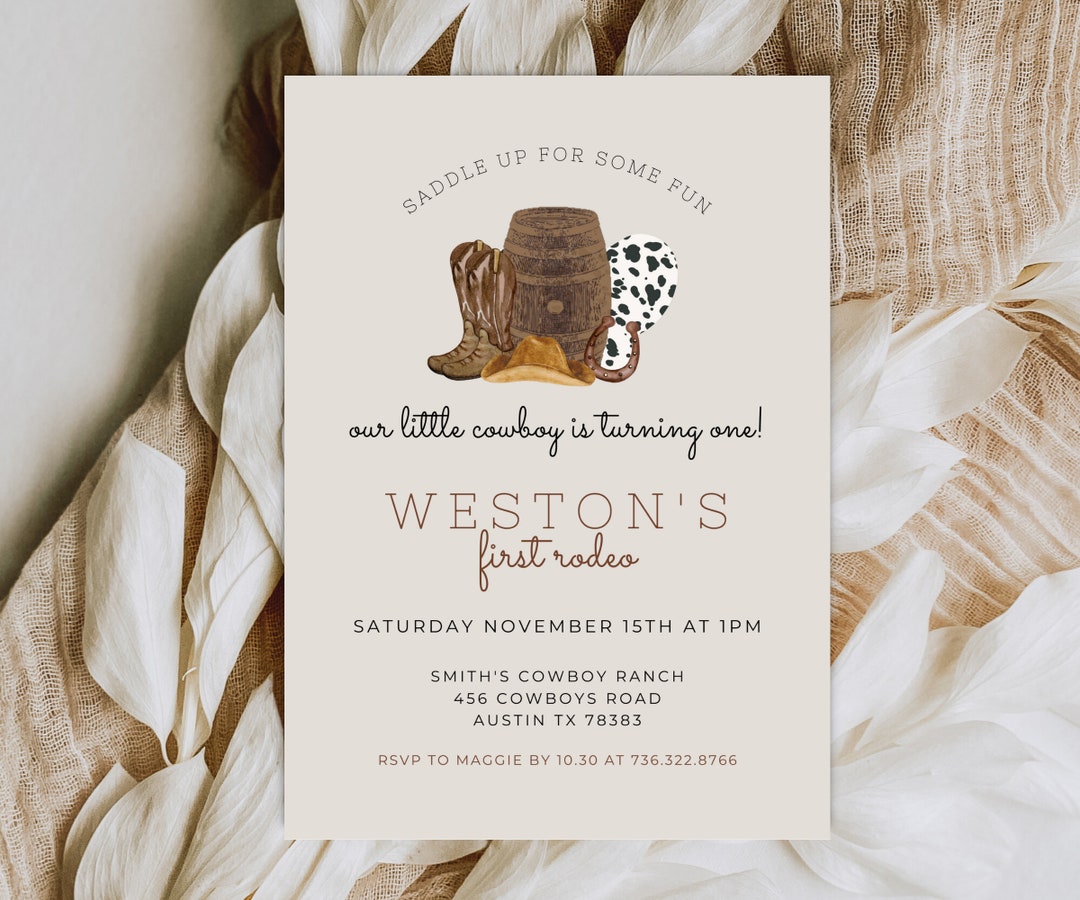 FIRST RODEO Invitation Template | Printable Wild West Birthday Invite ...
