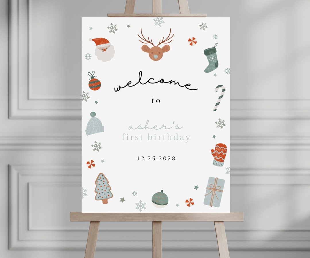 Christmas Birthday Welcome Sign, Welcome Sign, Welcome Poster, Boy ...