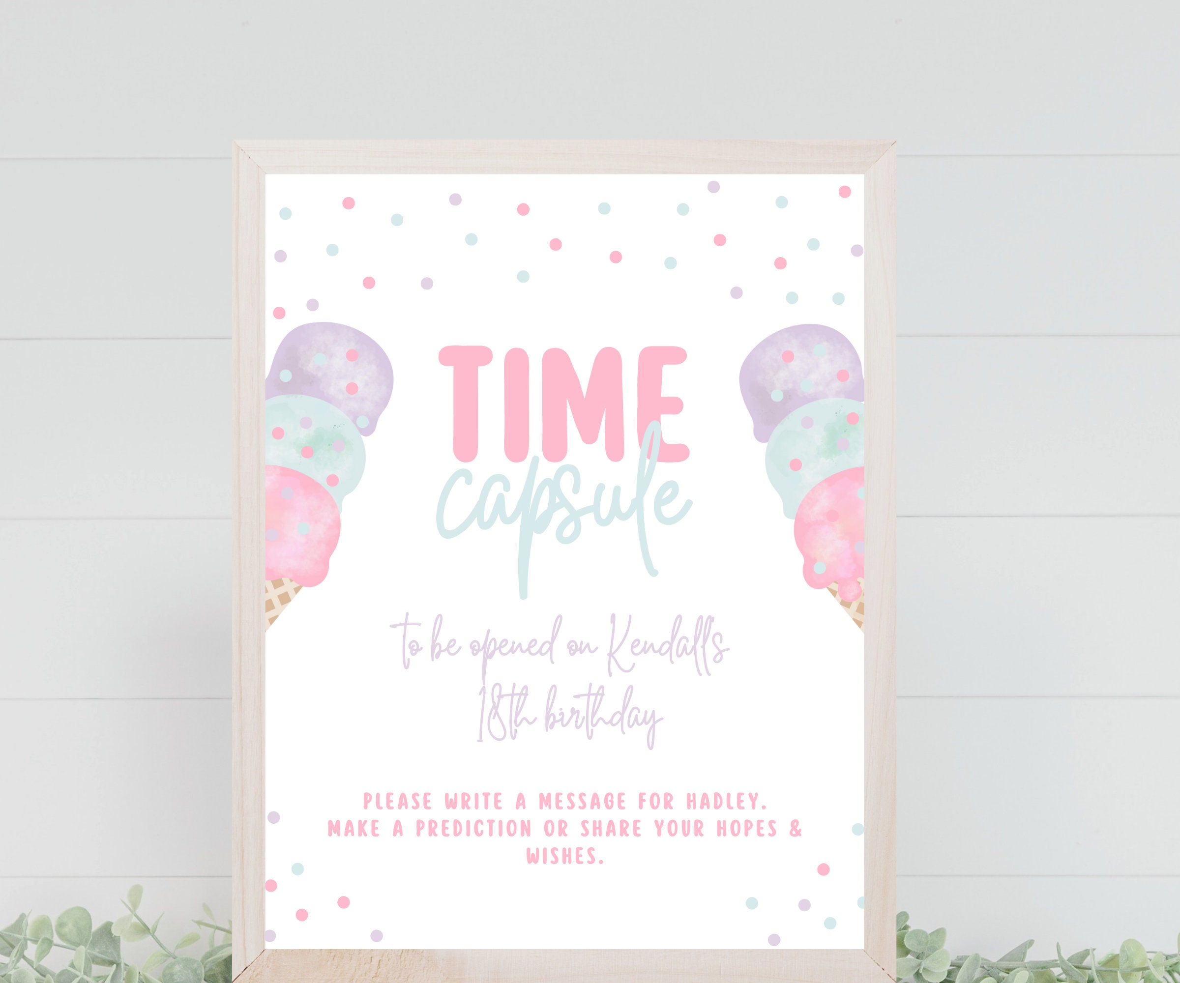 Ice Cream Time Capsule Template Ice Cream Birthday Party Ice - Etsy