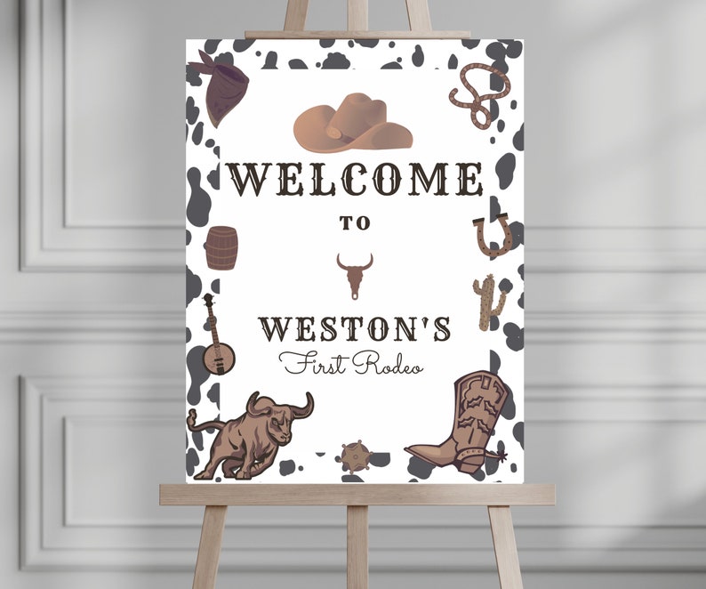 FIRST RODEO Welcome Sign 1st Rodeo Printable Wild West - Etsy