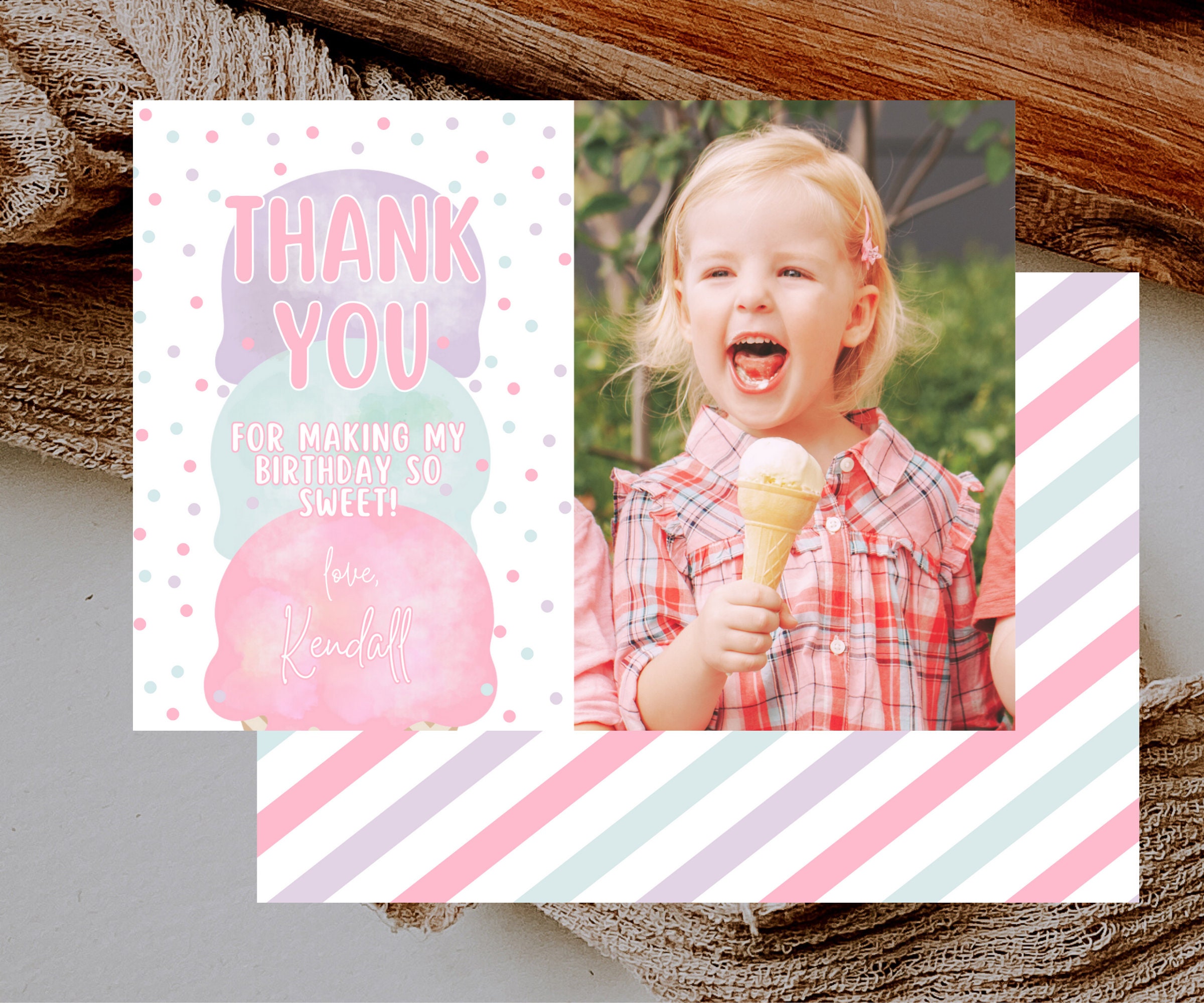 Editable Ice Cream Truck Birthday Thank You Card I Scream You - Etsy
