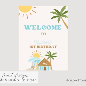 The Big One Welcome Sign, 1st Birthday Welcome Sign, Surf Beach Theme ...