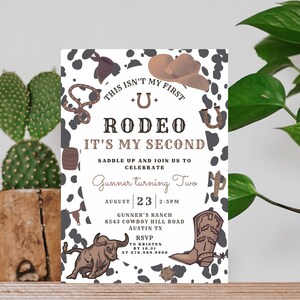 Editable My Second Rodeo Invitation Cowboy Birthday Invite Wild West ...