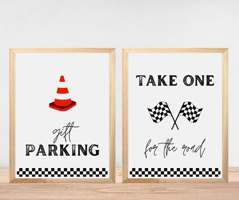 Race Car Party Signs Editable Racing Decorations Take One - Etsy