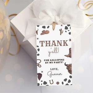 Editable My First Rodeo Birthday Favor Tags Cowboy 1st Birthday Thank ...