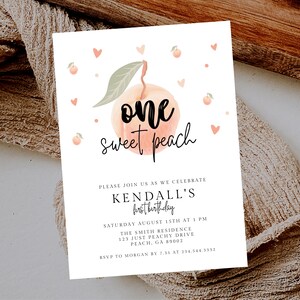 Peach Birthday Invitation, Editable Sweet as a Peach Invitation ...