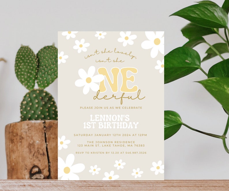 Editable Daisy Birthday Party Invitation Boho Little Miss - Etsy