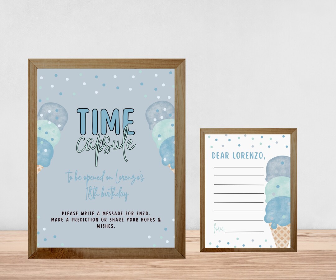 Ice Cream Time Capsule Template, Ice Cream Birthday Party, Ice Cream1st ...