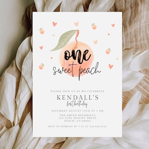 Peach Birthday Invitation, Editable Sweet as a Peach Invitation ...