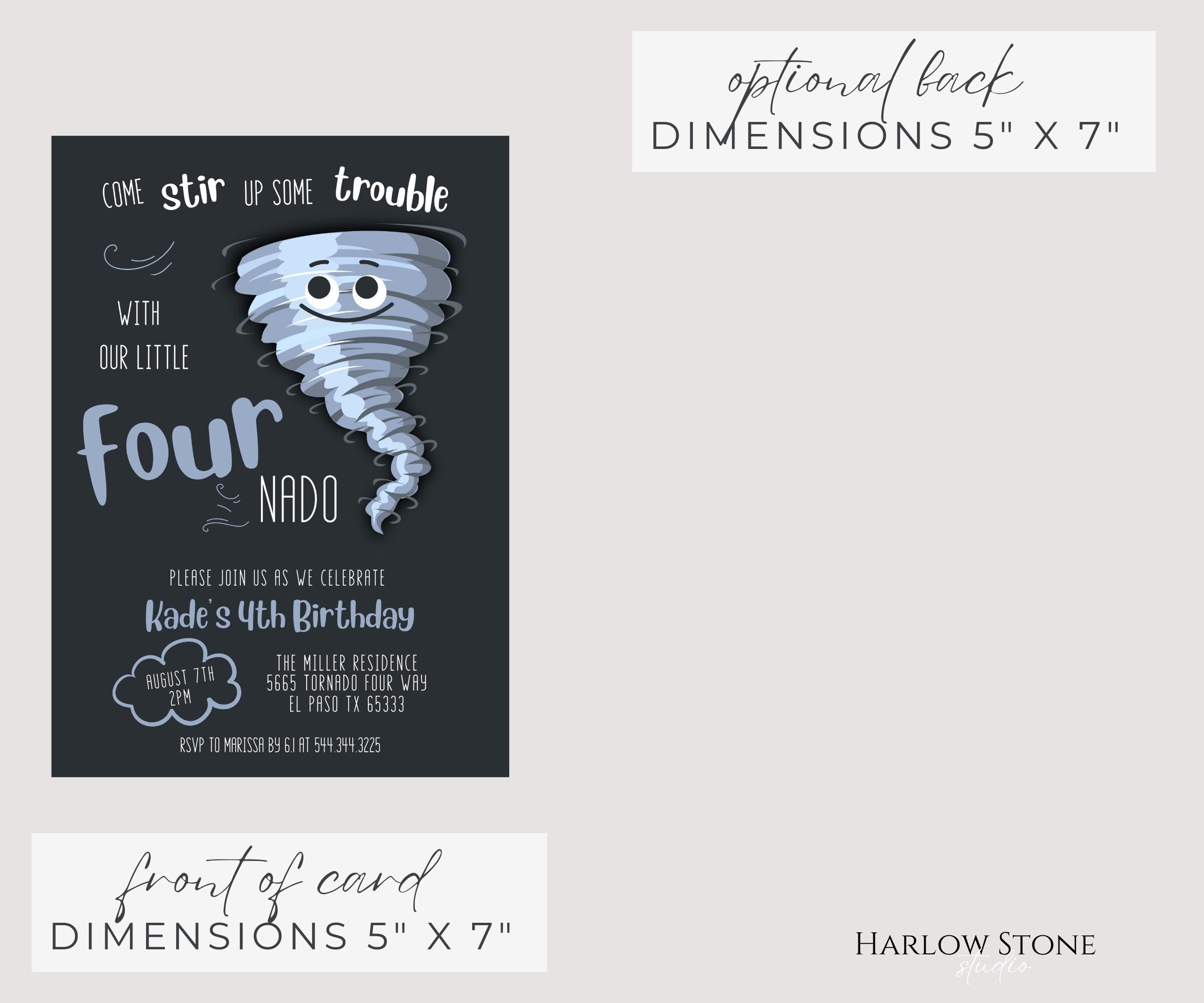 Boy Fournado Birthday Party Invitation | Storm Weather Party Invitation ...