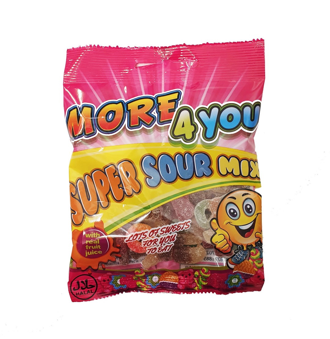 MORE4YOU Fizzy Super Sour Mix Sweets Multi Flavour Pack HALAL - Etsy