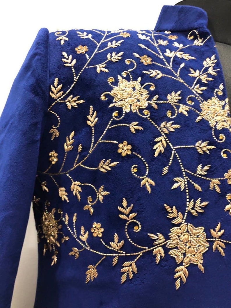 Hand Embroidered Front Open Sherwani With Kurta Pajama | Indian Wedding ...
