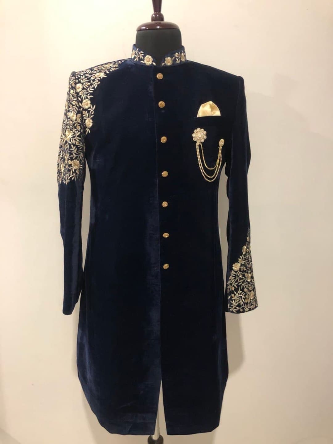 Hand Embroidered Mens Wedding Wear Sherwani Set | Sherwani for Men ...